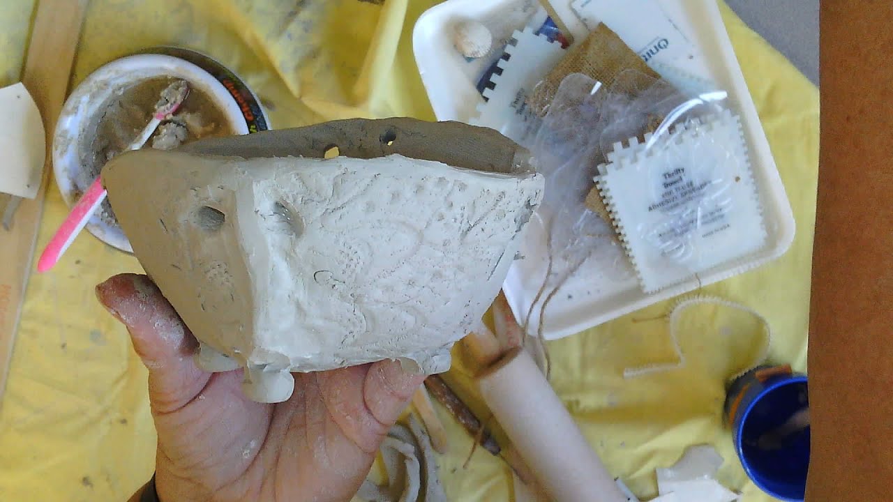 clay slab bowl with texture - YouTube