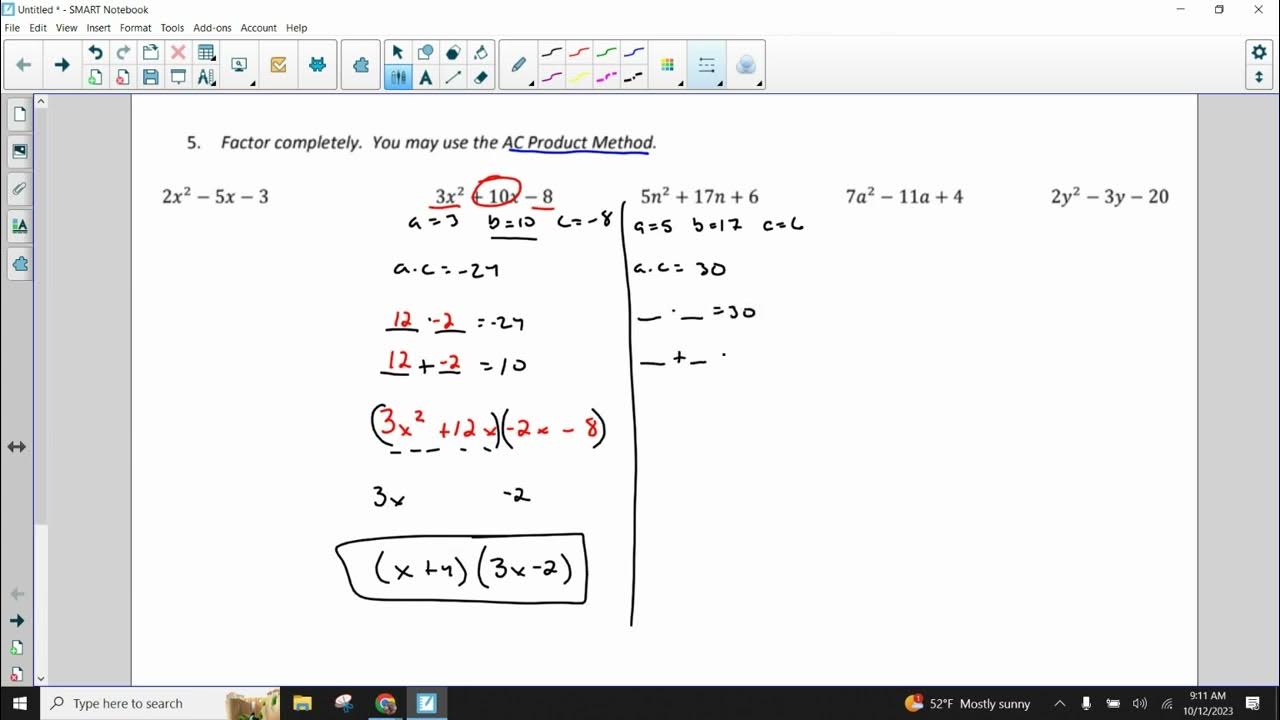 Algebra 2 Remembering Factoring Video E - YouTube