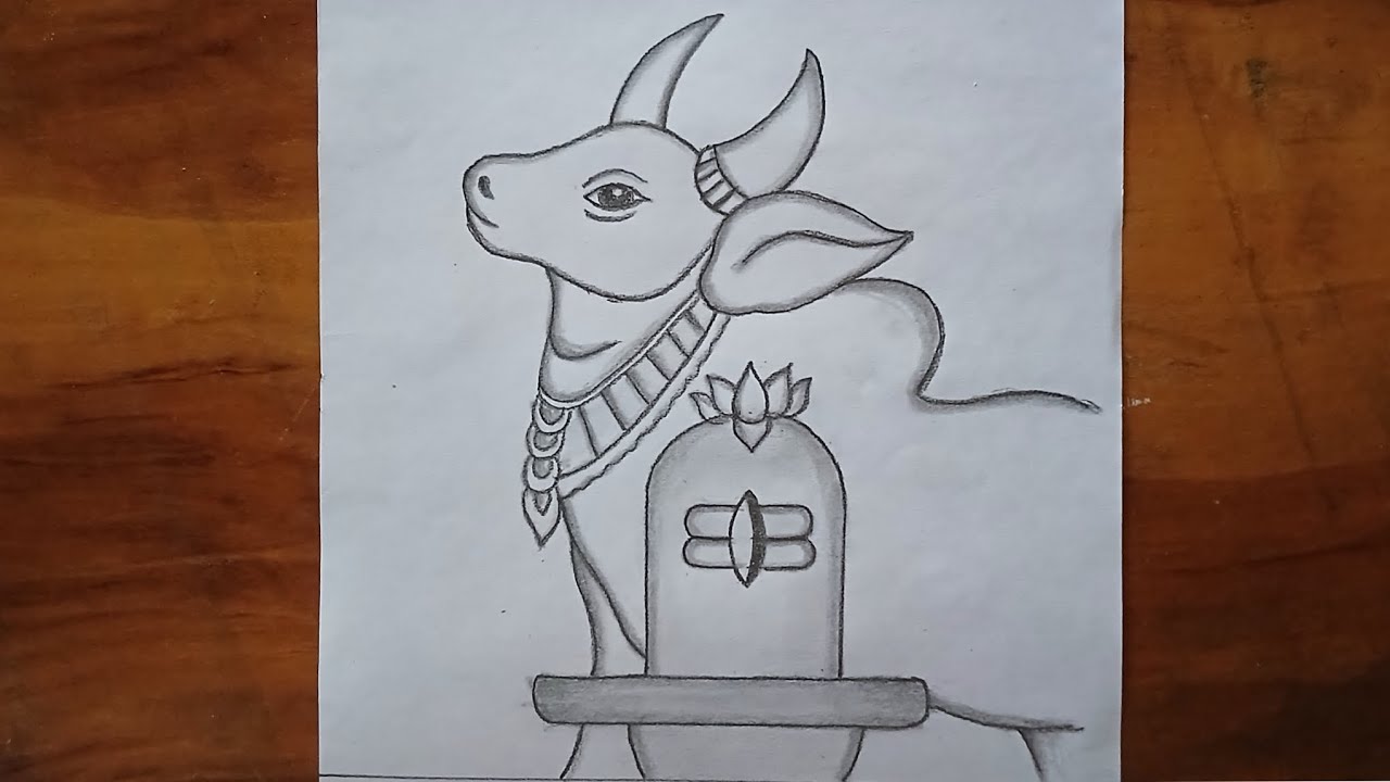 How to draw Lord Mahadev Shivling Pencil drawing with Nandi | Easy God ...