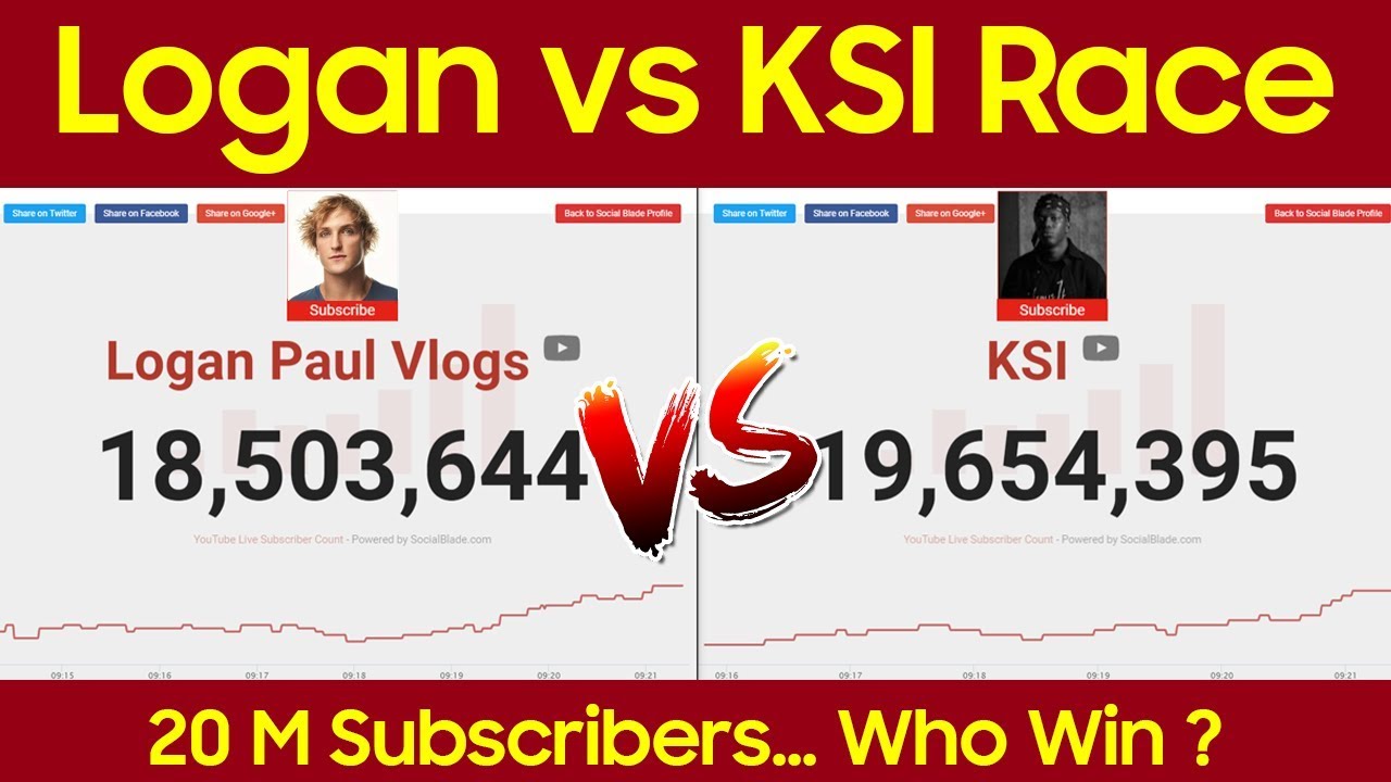 Logan vs KSI Subscriber Fight | KSI vs Logan live subscriber count Race ...