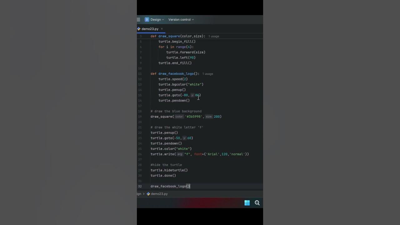 Can You Really Draw the Facebook Logo Using This Code? Watch Now! #python #coding #codeart # ...