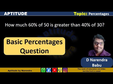 Basic Percentages Question in Aptitude | Percentages Tricks by Narendra ...