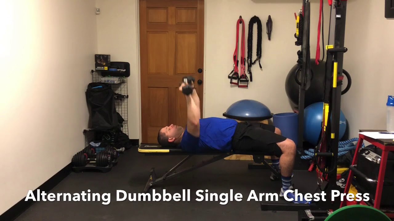 Alternating Dumbbell Single arm Chest Press - YouTube