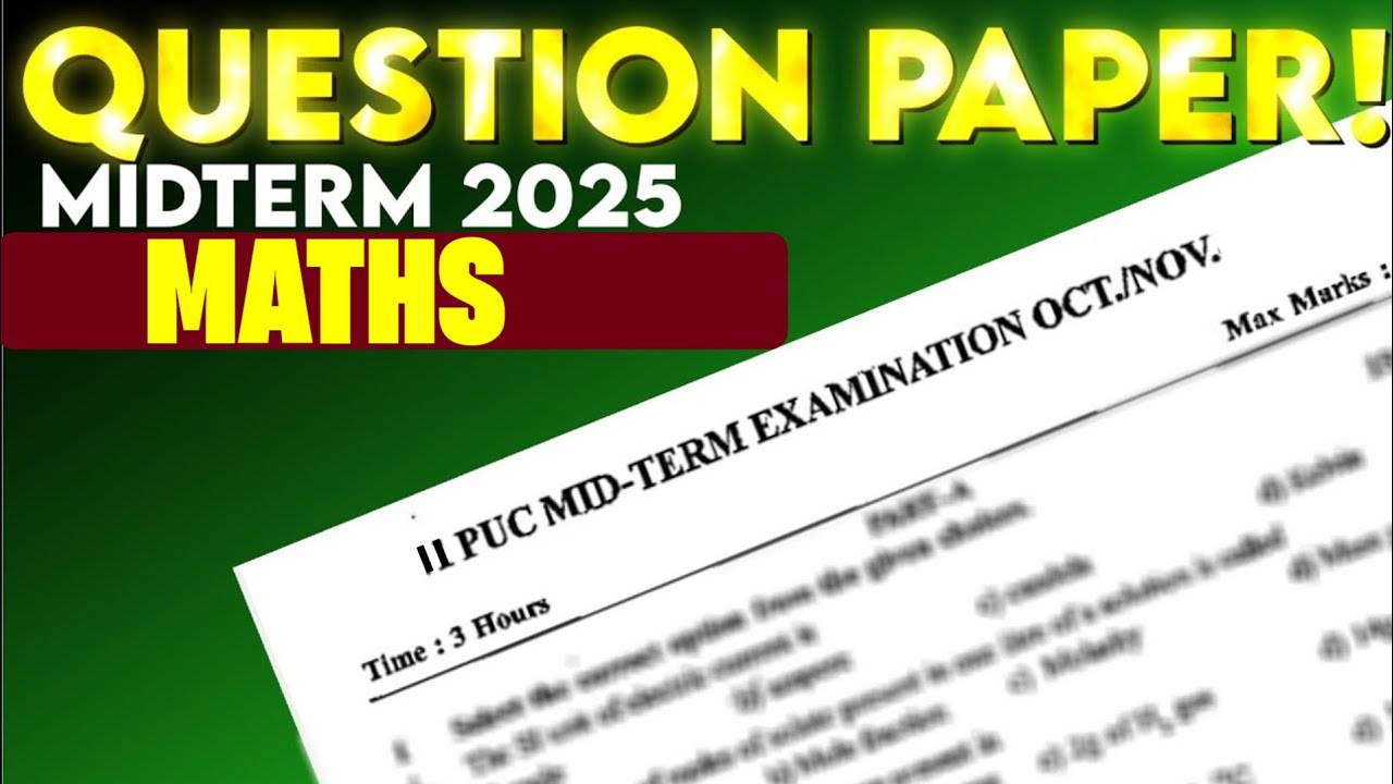 2PUC Maths Midterm 2025 Question Paper - YouTube