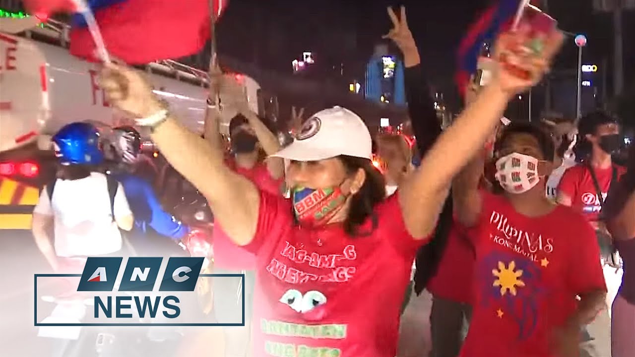 Marcos supporters gather in Mandaluyong to celebrate apparent victory ...
