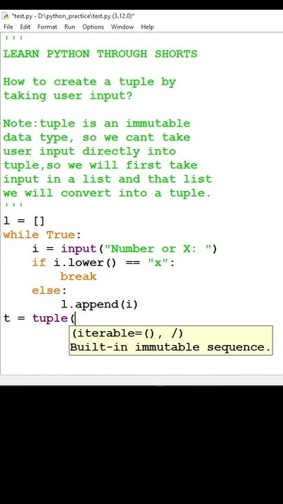How To Create A Tuple From User Inputshorts Pythonforbegineers Pythonfullcourse Pythontuple 