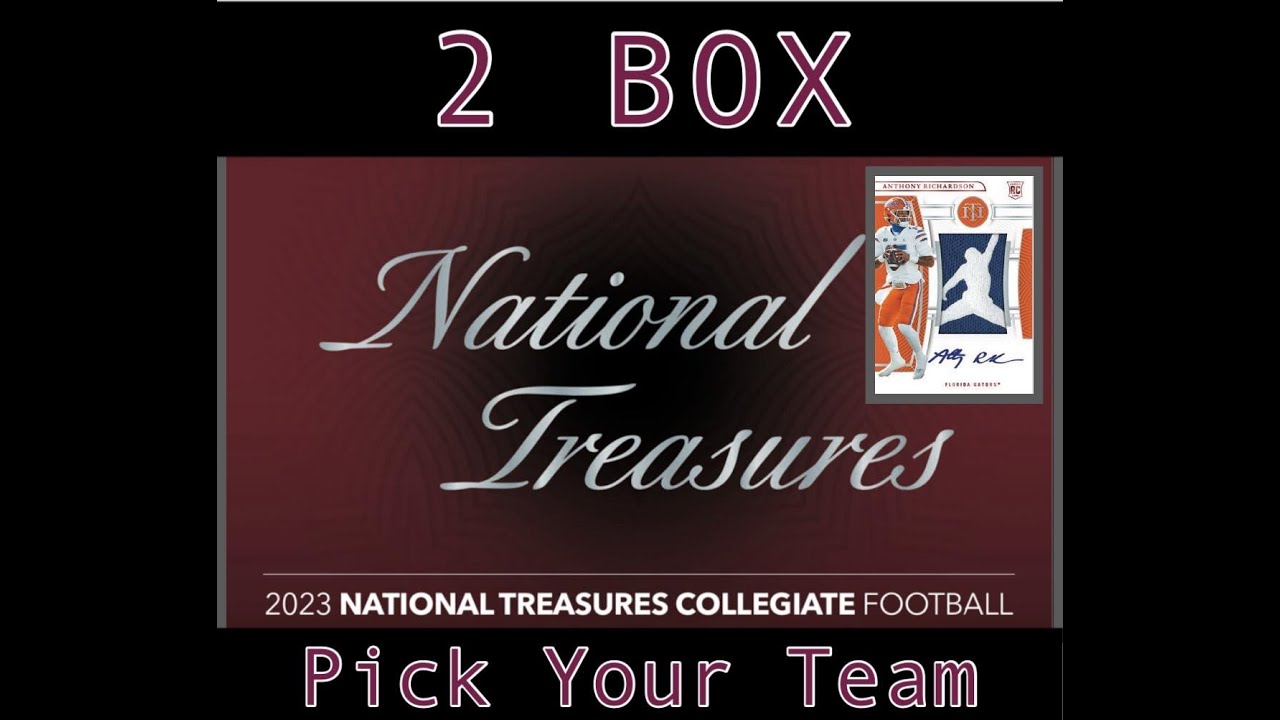 2023 NATIONAL TREATSURE COLLEGIATE FOOTBALL 2BX 1/2 CASE PYT GROUP ...