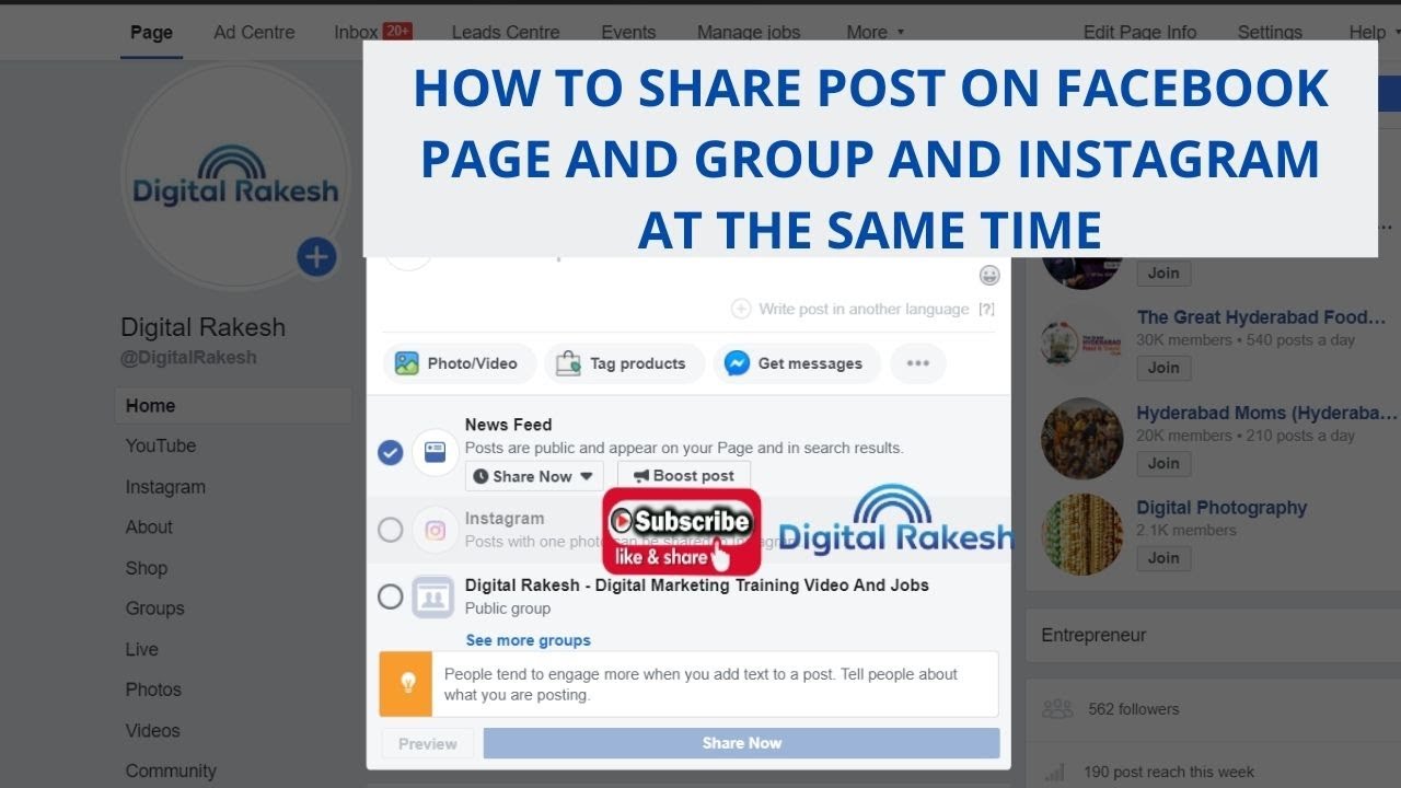 How To Share Post On Facebook Page And Group And Instagram At The Same Time Digital Rakesh how-to-share-post-on-facebook-page-and-group-and-instagram-at-the-same-time-digital-rakesh