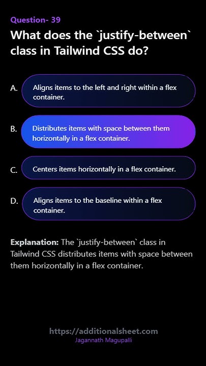 What does the justify between class in Tailwind CSS do #tailwindcss - YouTube