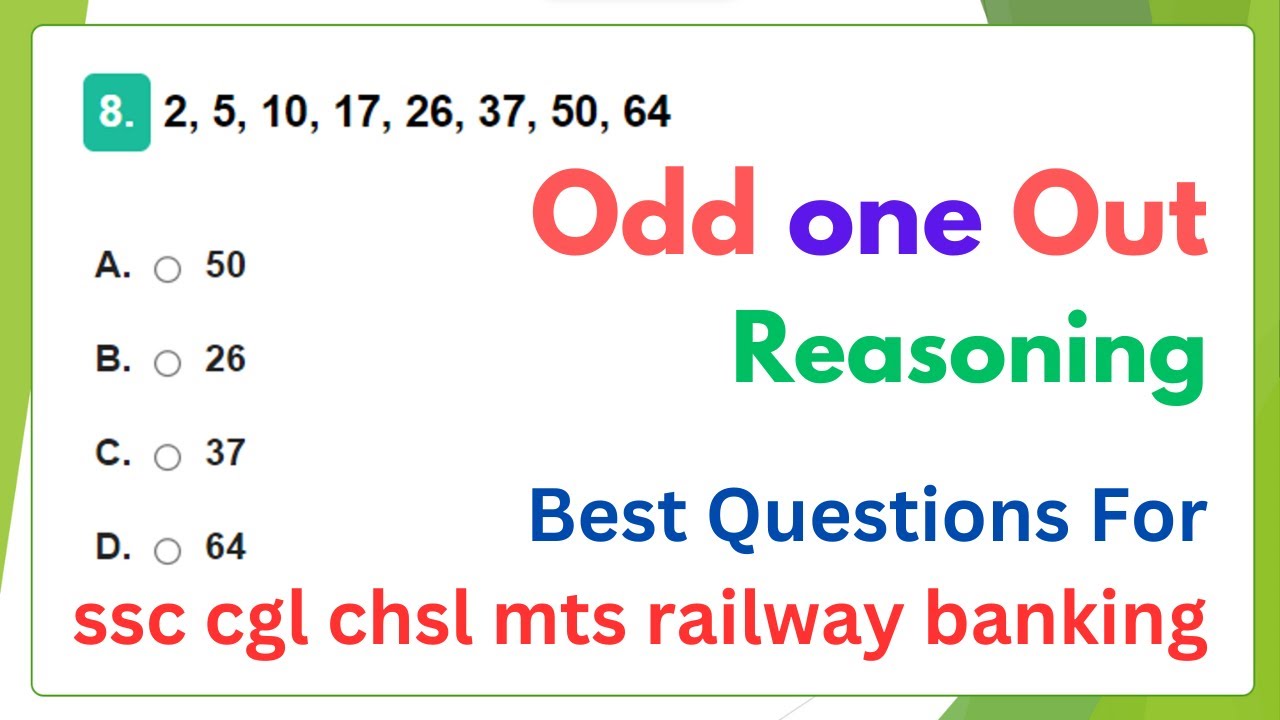 Odd one out Reasoning for all exams || ssc cgl, chsl, rrb, railway, mts ...