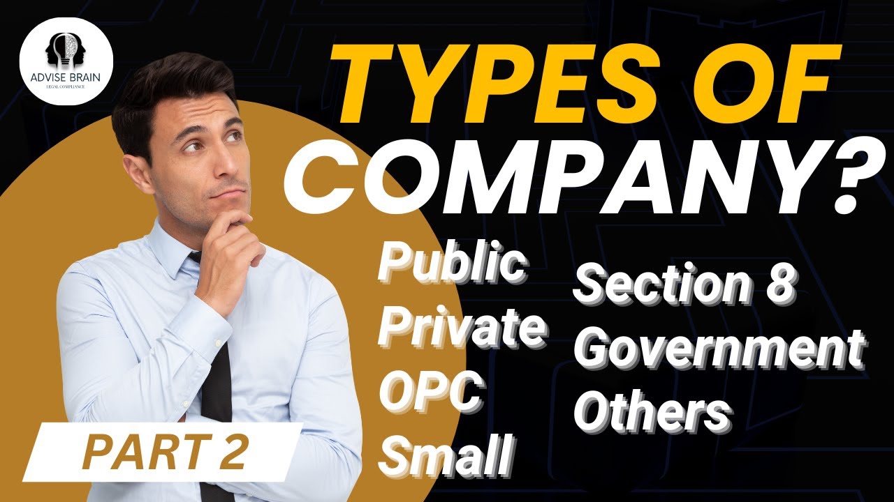Types of Companies | Part 2 | Section 8 Company, Public, Private, Govt ...