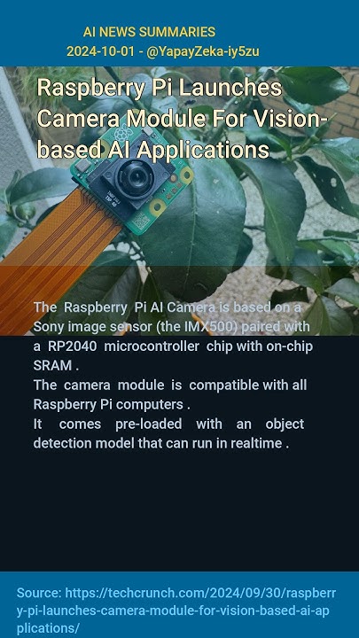 Raspberry Pi Launches Camera Module For Vision based AI Applications ...