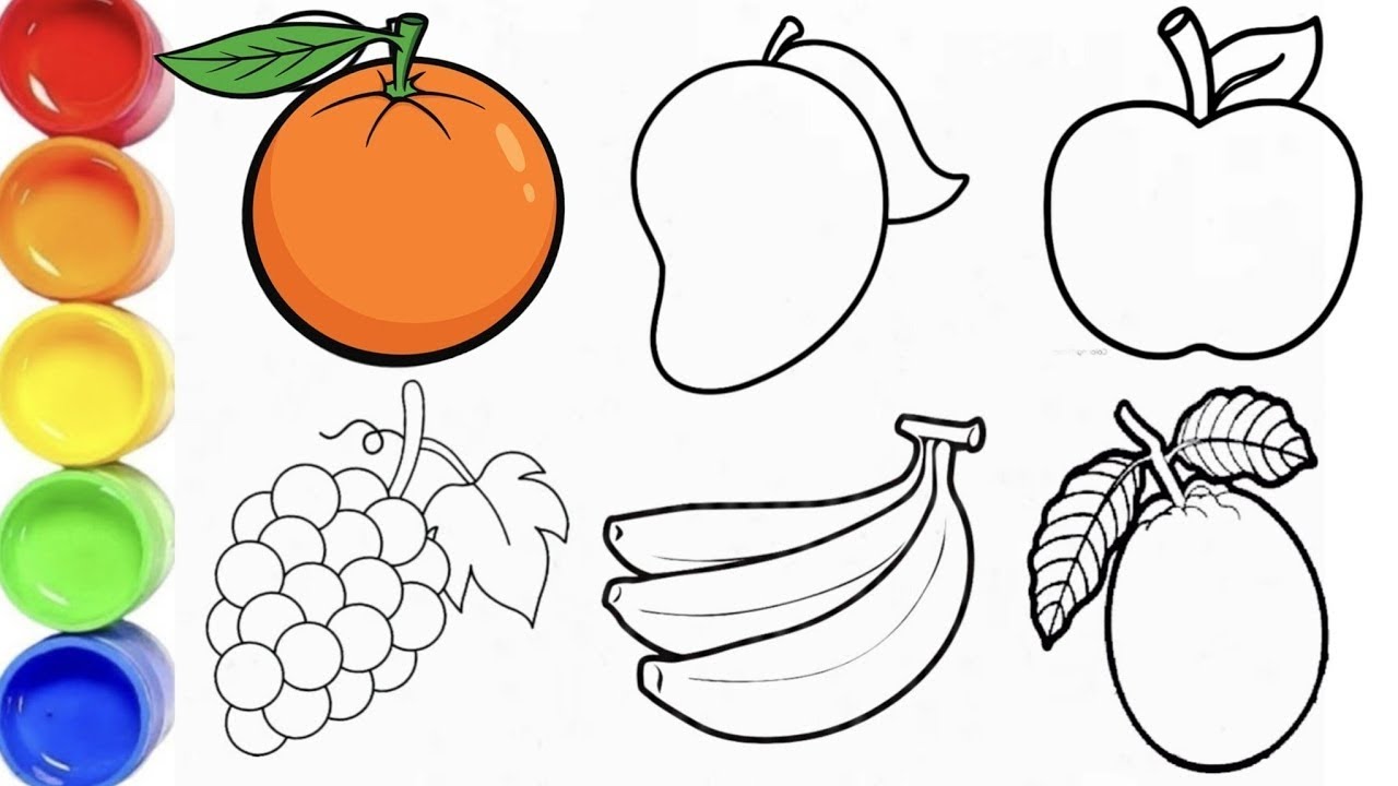 How to Draw Fruits l Fruits Drawing , Painting 🖌️ and Colouring for ...