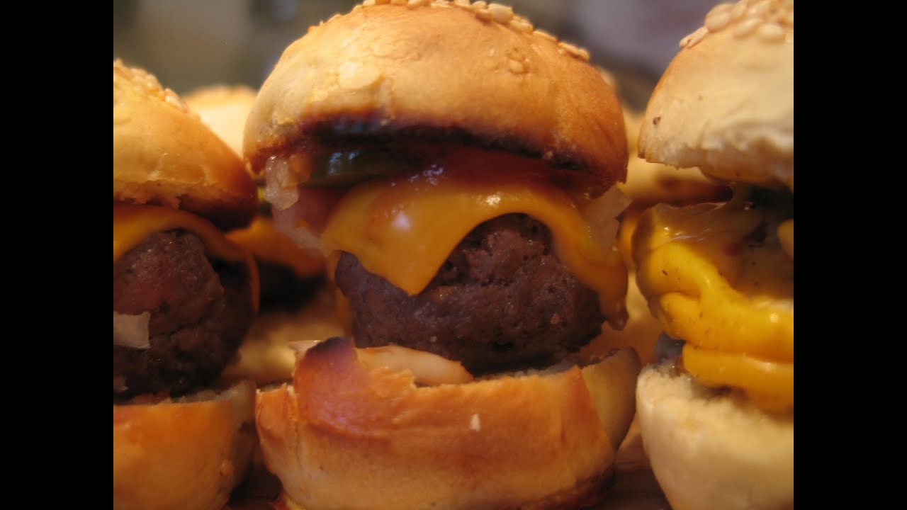 How to make Cheese burger canapes - Stop Motion Cookery - YouTube
