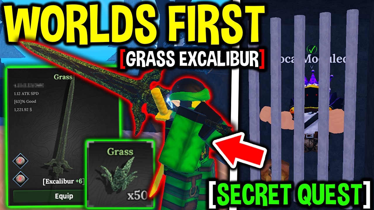 SECRET QUEST For GRASS EXCALIBUR SWORD in The Forge Roblox - YouTube