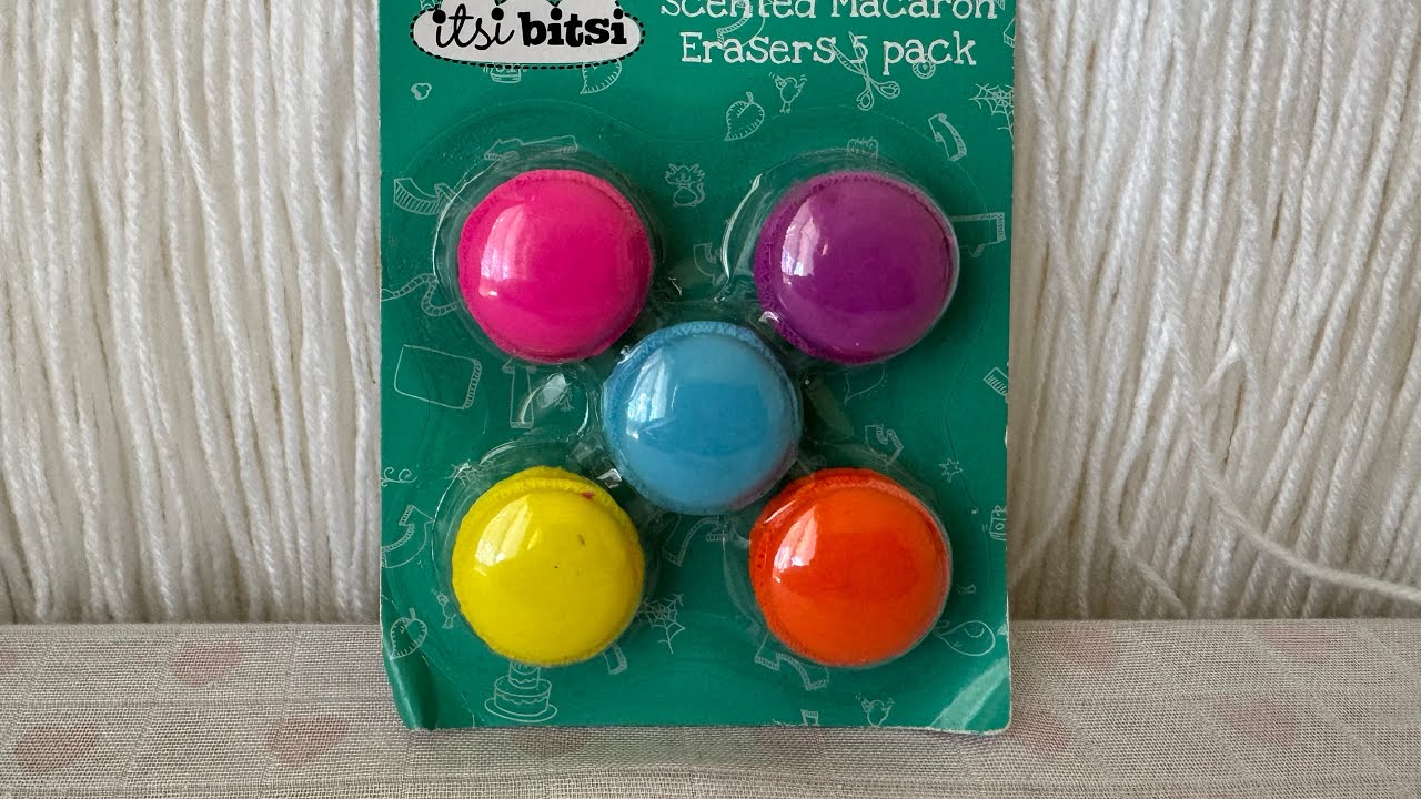 Itsi Bitsi Scented Macaroon Erasers ASMR unboxing Review - YouTube