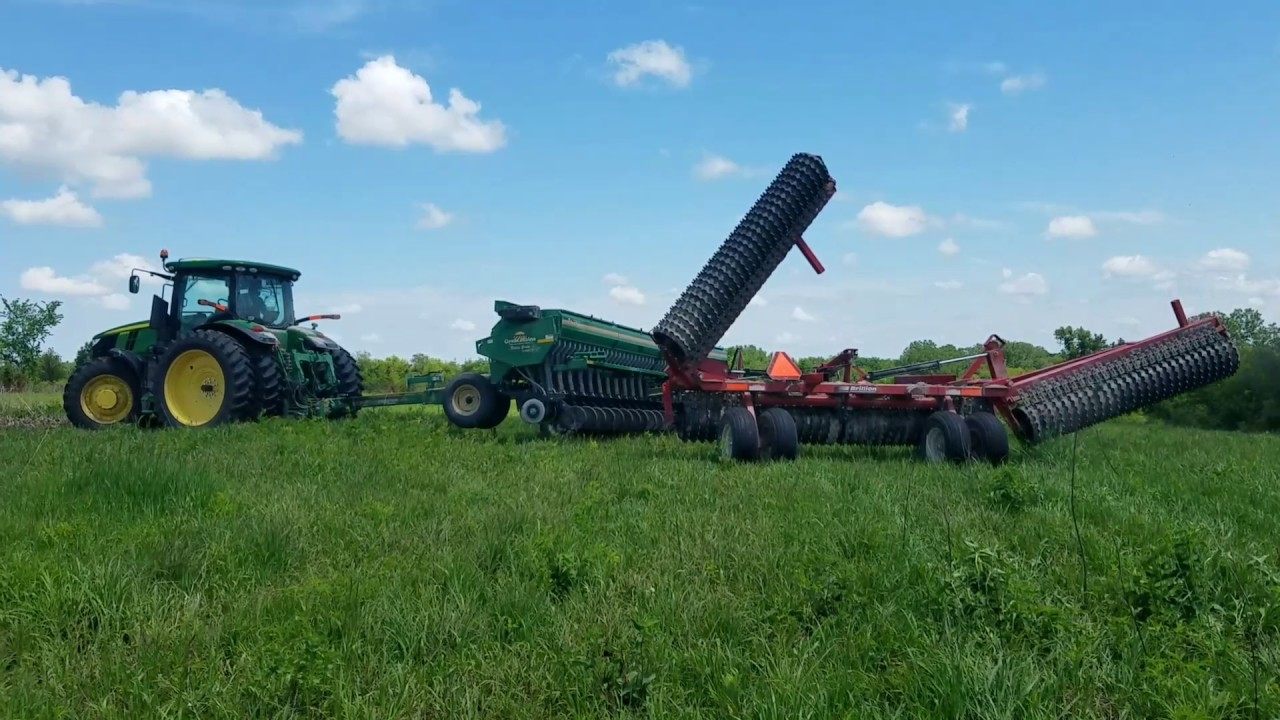 Great Plains Native Seed Drill and Brillion Culta-packer - YouTube