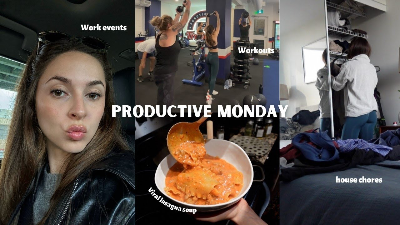 PRODUCTIVE MONDAY | Workouts, House Chores, Events, + Viral Lasagna ...