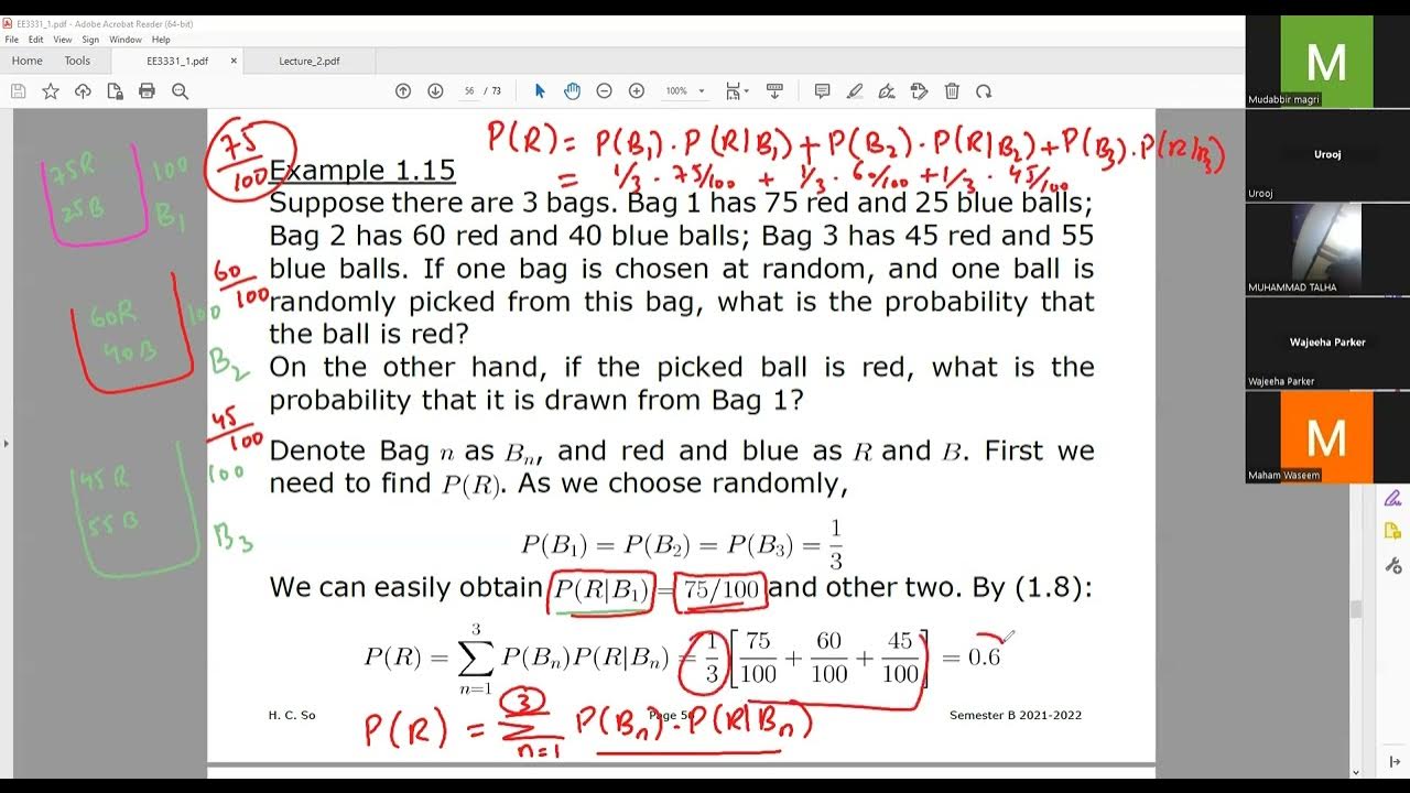Probability theory Conditional Probability Bayes' rule Law of Total probability lec 2 part 2 ...