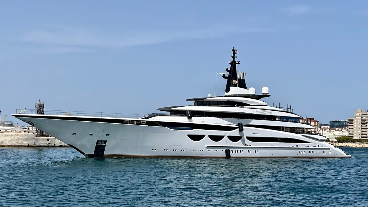 AHPO - $300 Million Lürssen Built Superyacht Departing Gibraltar 4K ...