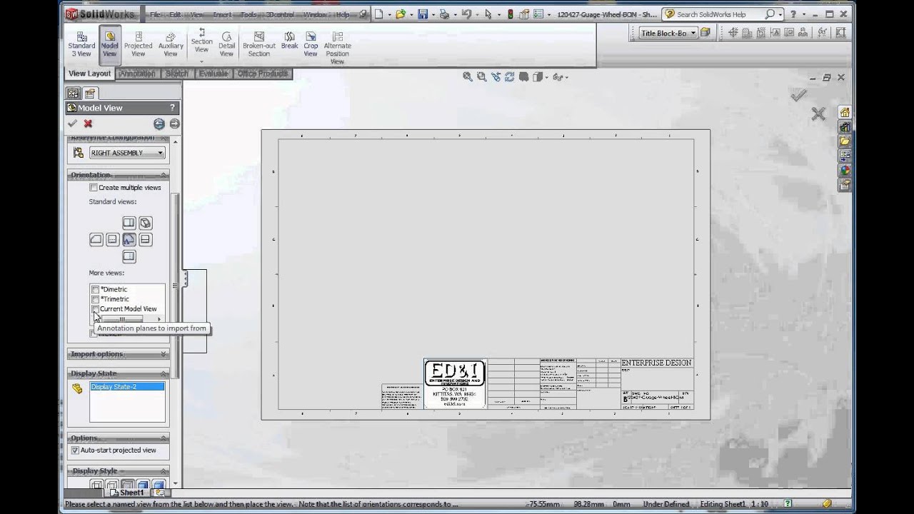 Explode Assembly Drawing, Part 2, Inserting Assembly into Drawing - YouTube