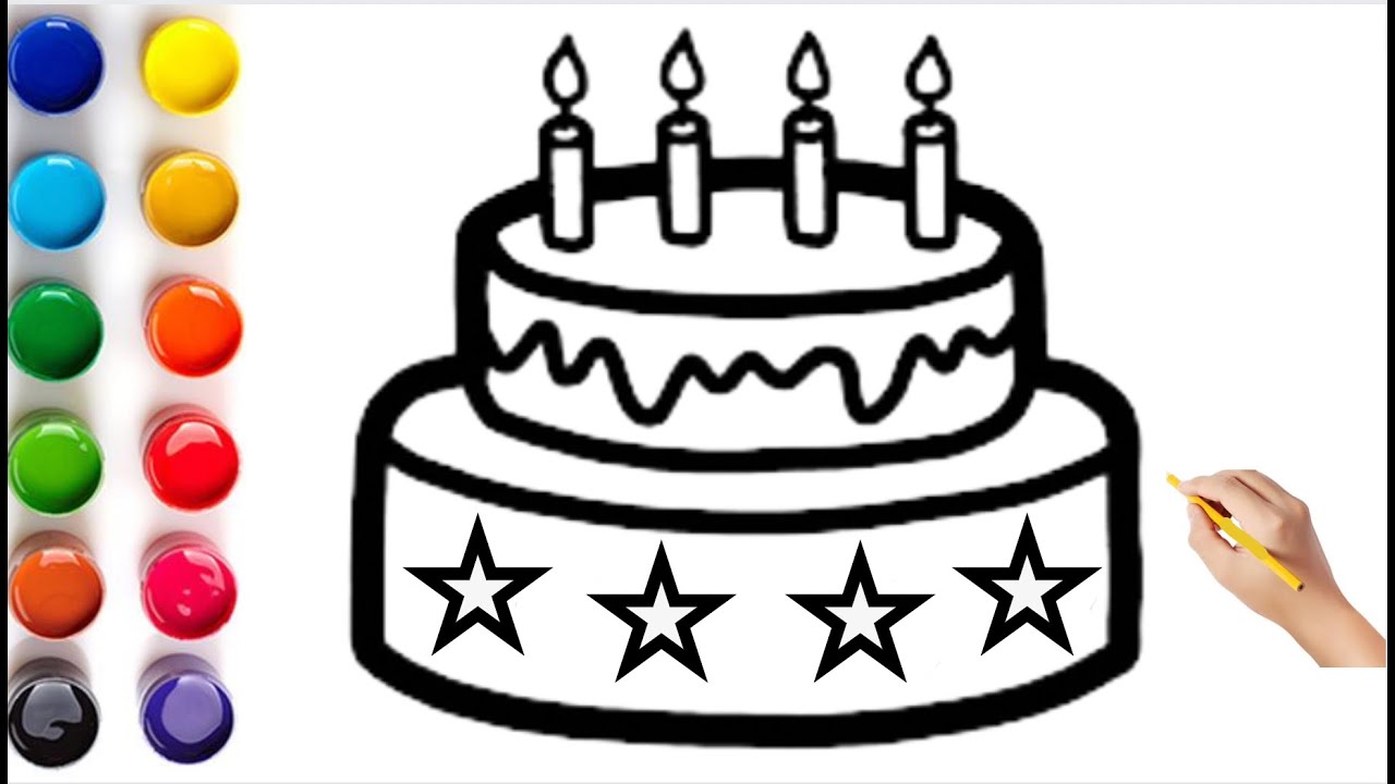 Cute Cake Drawing, Painting and Coloring for Kids & Toddlers || Cake ...