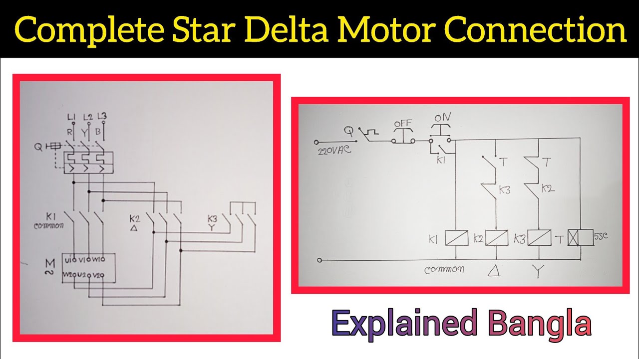 Star Delta Motor Connection || star delta starter control diagram ...