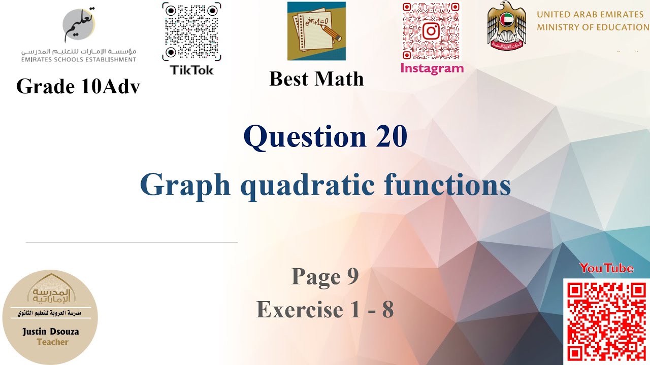 Graphing quadratic functions | Q20 P2 | 10A | EoT2 | - YouTube