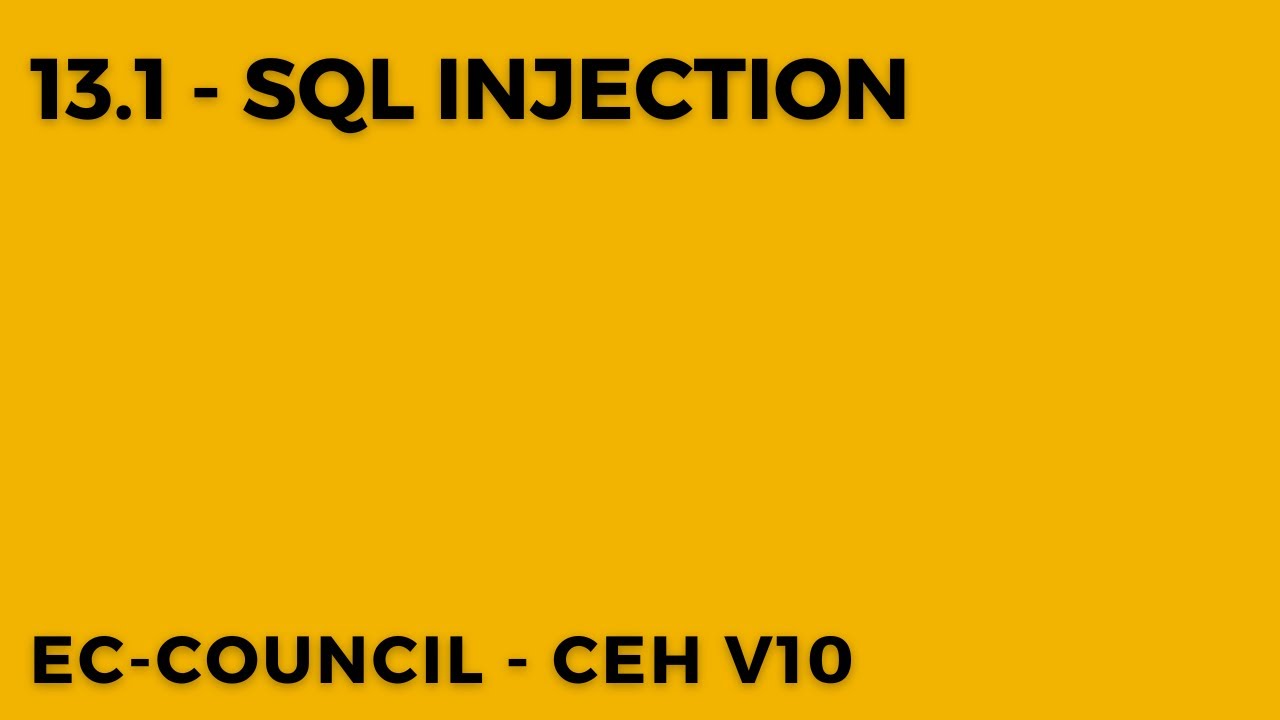 13.1 - SQL Injection - YouTube