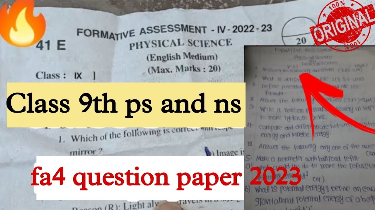 💯💯9th class ps and ns fa4 question paper 2023|100% real 9th ps and ns fa4 question paper 2023 ...