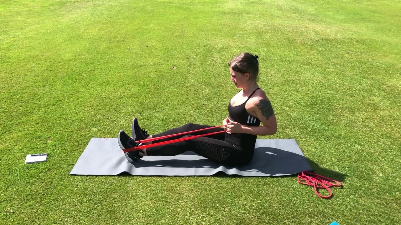 Mini band single arm seated row - YouTube