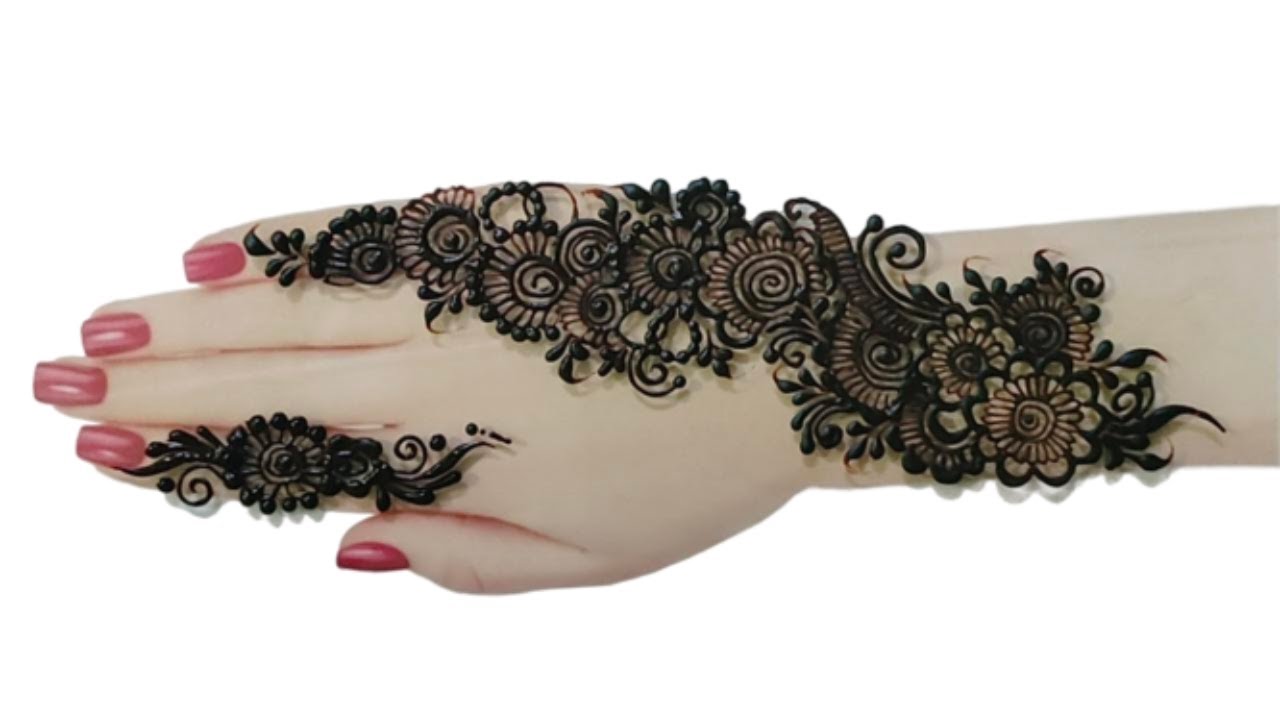 Stylish Back Hand Flowers Mehndi Design||Unique & Latest Flowers Mehndi ...