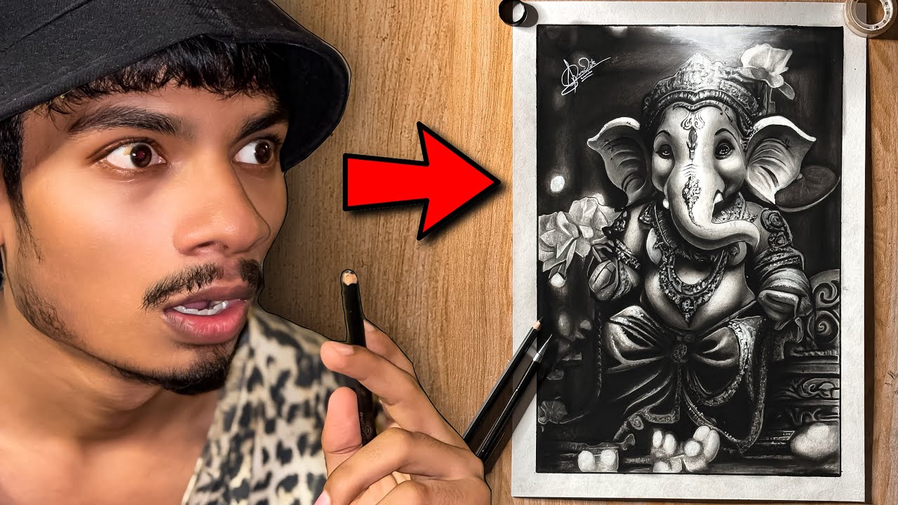 I MADE my MOST realistic Sketch of GANESH JI in just 24 HOURS - YouTube