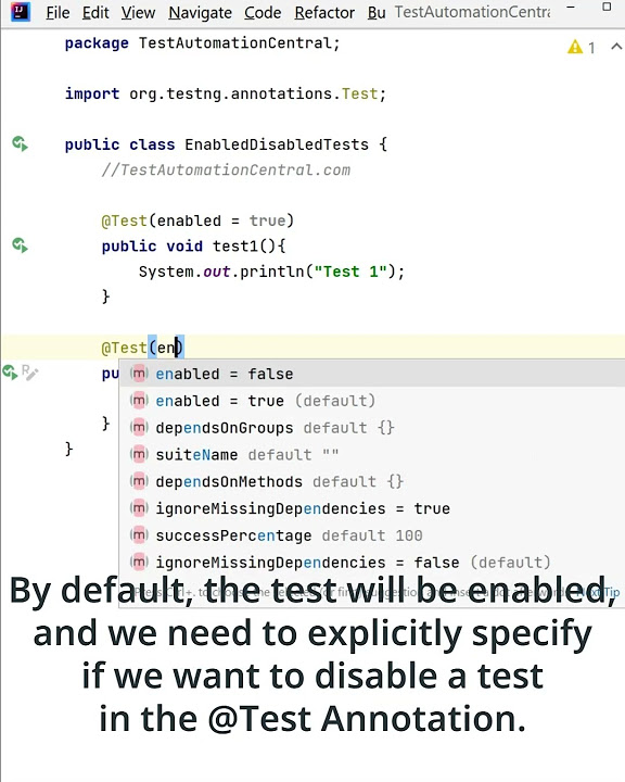 How to Enable or Disable Individual Tests using "@Test" Annotation #TAC ...
