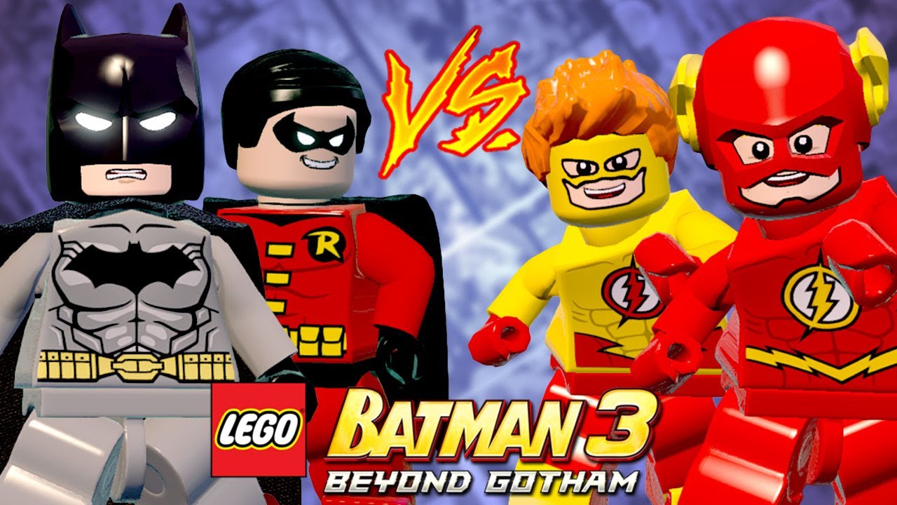 BATMAN e ROBIN VS FLASH e KID FLASH - LEGO Batman 3 Beyond Gotham - YouTube