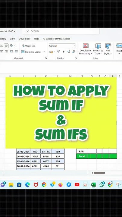 Sumif Sumifs Function in Excel || Short tricks - YouTube