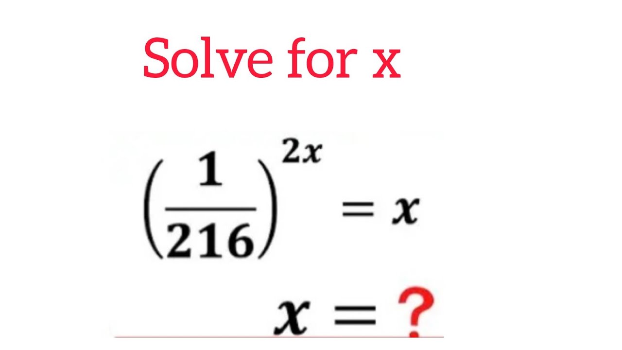 Solve For X YouTube