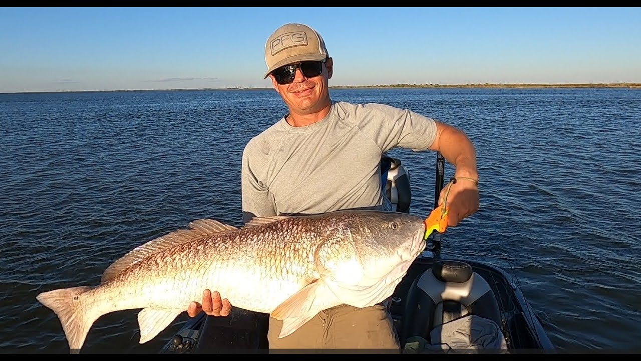 Giant Redfish in the fall on Big Lake, Lake Charles, Louisiana - YouTube