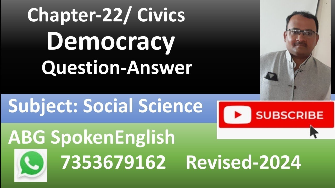Class-8|SST|Revised-2024|Chapter-22 Democracy (Question-Answer) @ABG555 - YouTube