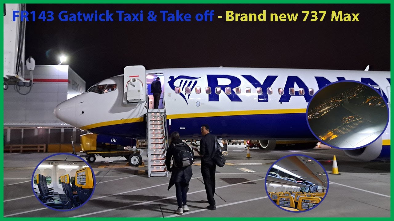 Brand New: Ryanair Boeing 737-8200 | London Gatwick Taxi and Take-off ...