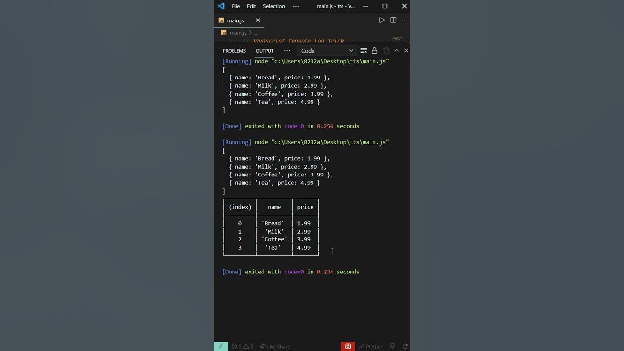 JavaScript console log tips and tricks #shorts - YouTube