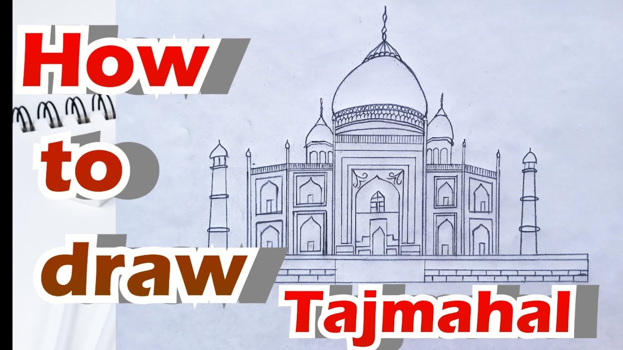How to draw Taj mahal easily with pencil step by step || taj mahal ...