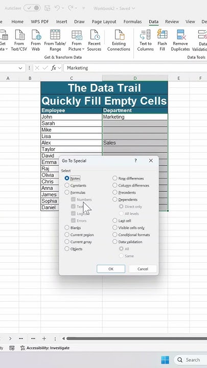 Excel Hack: Fill Blanks Instantly with Above Values! ⚡ #shorts #excel #spreadsheetmagic # ...