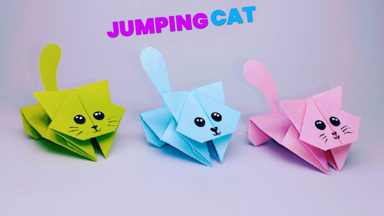 Playing with origami cats.How to make a jumping paper cat | Magic cat ...