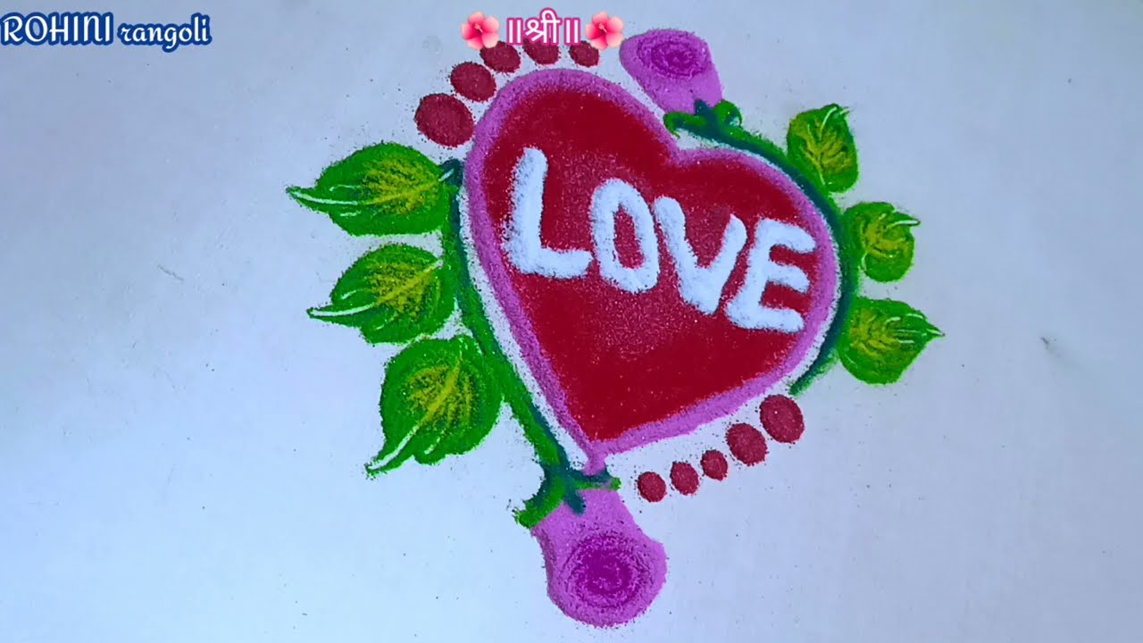 valentine's day special heart rangoli | Valentine day special rangoli ...