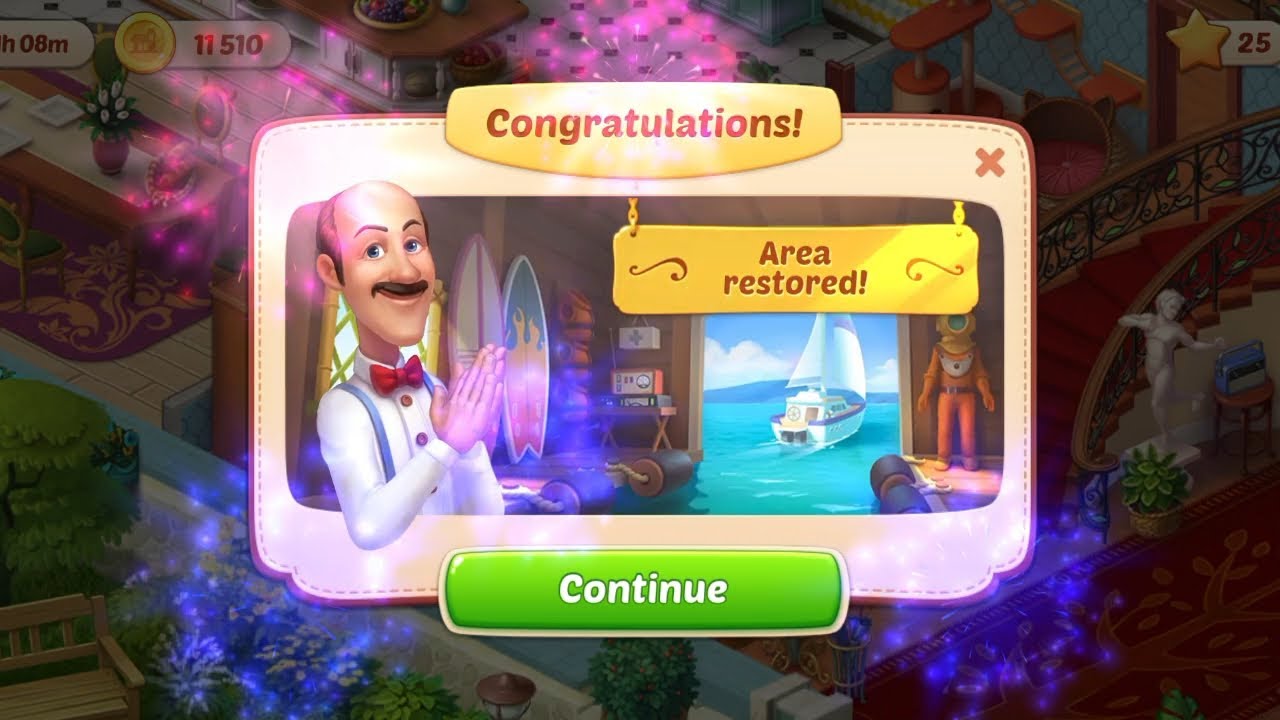 Homescapes Gameplay Video Day #014 Boathouse and Complete House 1 ...