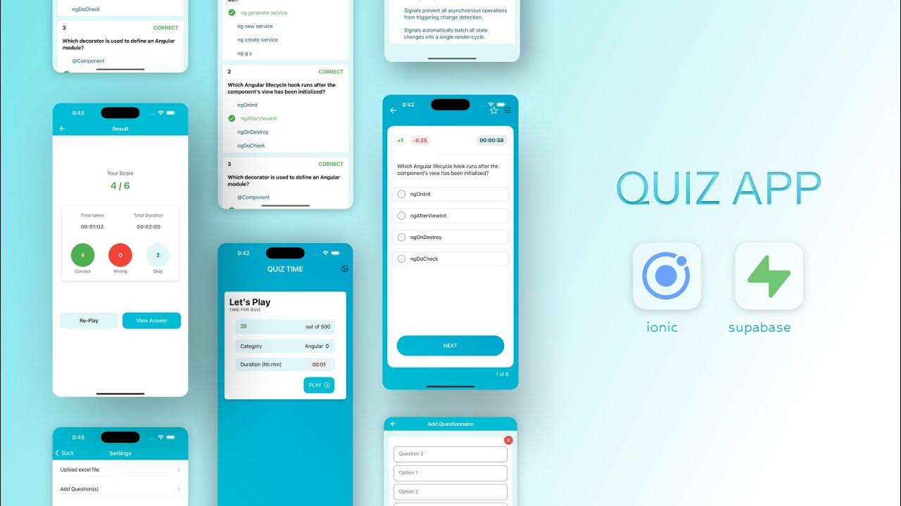 Build Full Quiz App with Ionic & Supabase: Dynamic Multi-Questionnaire Forms & Excelsheet Upload ...