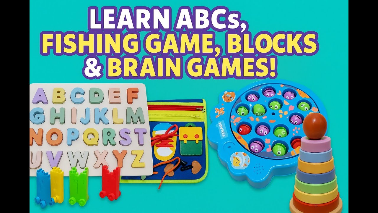 Learn ABCs, Fishing Game, Blocks & Brain Games Fun Learning Toys - YouTube