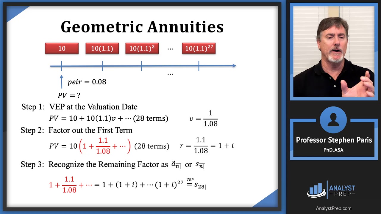 Geometric Annuities (Actuarial Exam FM – Financial Mathematics – Module ...