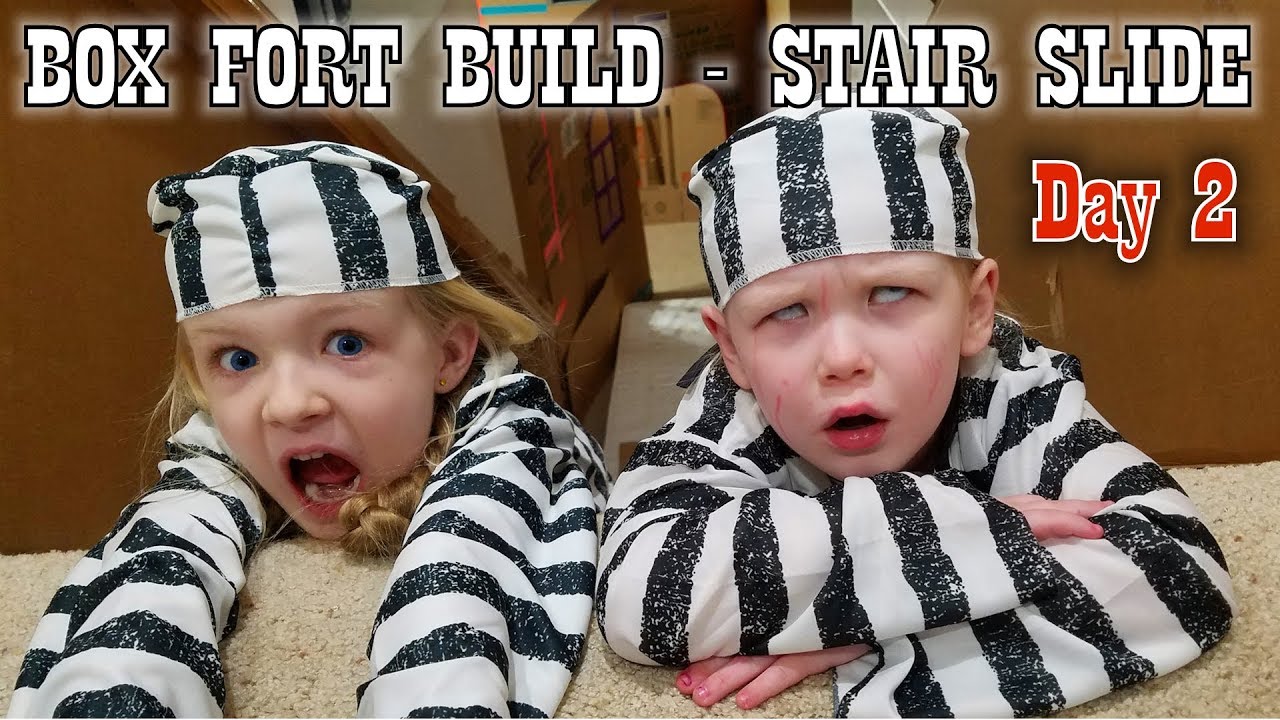 Turning Our House Into a Giant Box Fort - DAY 2 How to Build a Stair ...